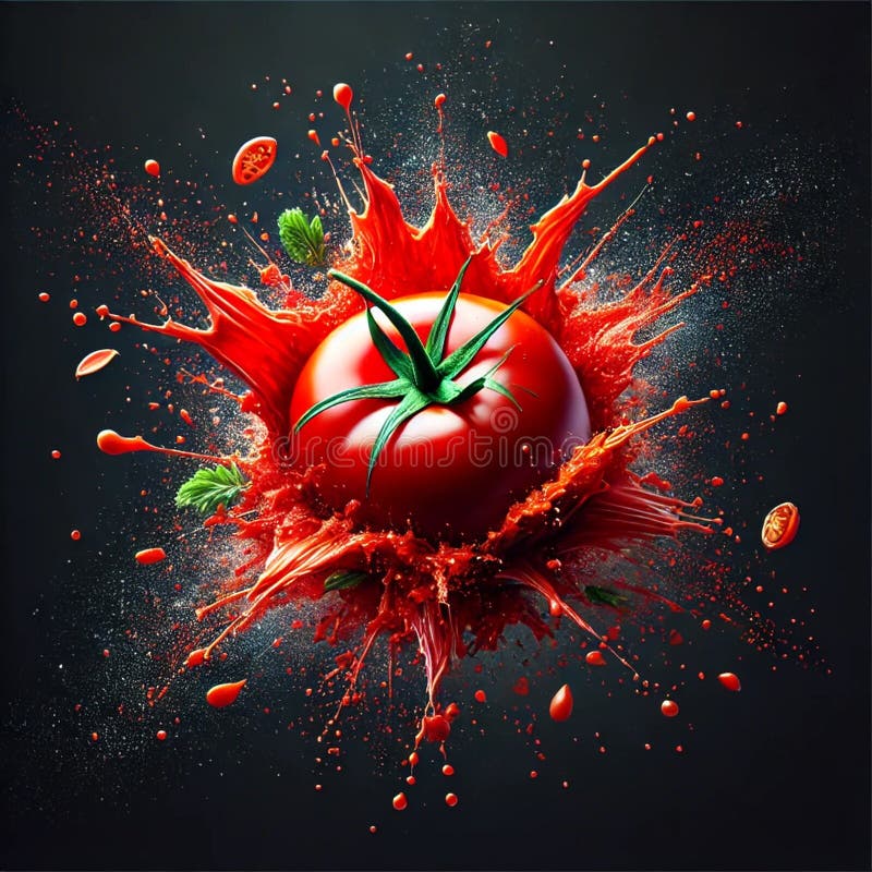 Experience the Dynamic Tomato Splash with Vibrant Red Elements Bursting ...