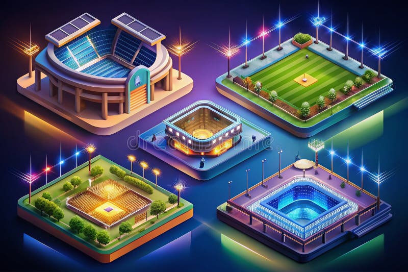 Immersive Isometric Night Stadiums a Visual Feast of Soccer Football ...