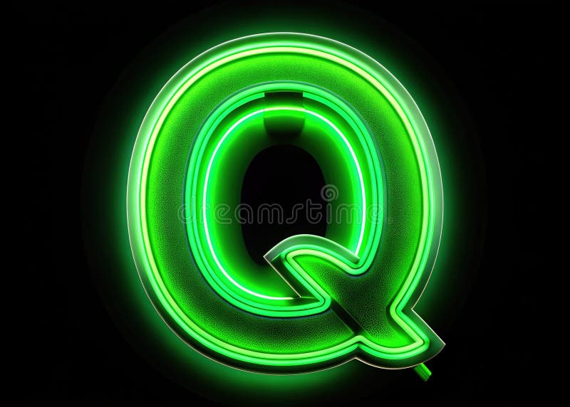Vibrant Neon Green Q Letter Glowing Alphabet Art for Modern Design ...