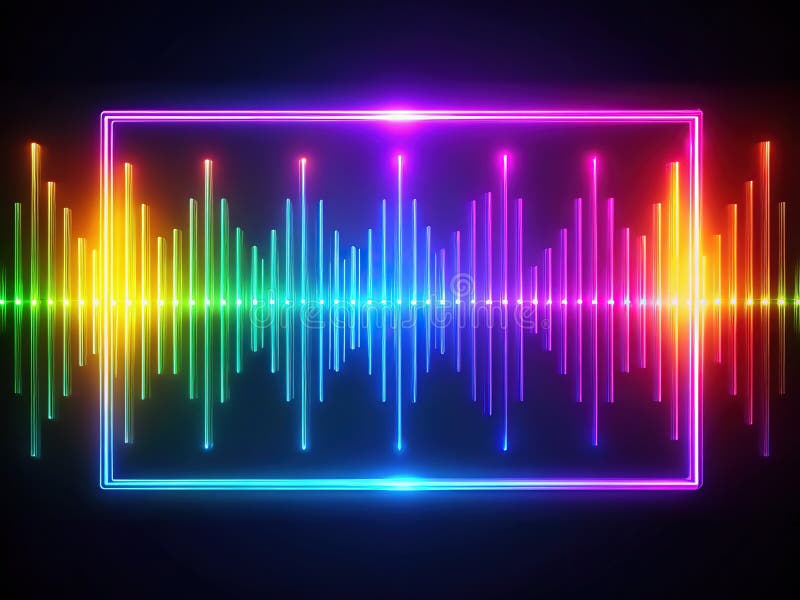 Dynamic Neon Soundwaves in a Metallic Frame a Futuristic Visual ...