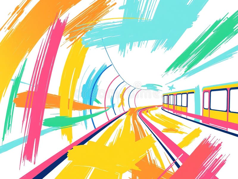 Dynamic Subway Route Map a Bold and Expressive Graphic Design with a ...