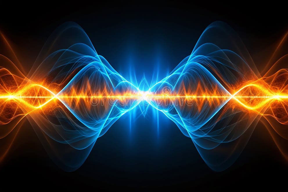 Electric Energy Visualization Dynamic Blue and Orange Lightning Waves ...