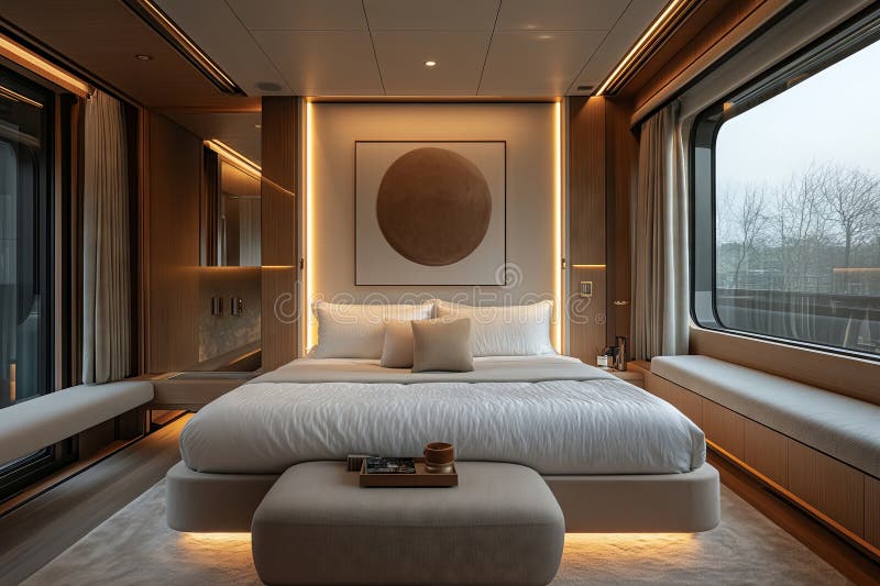 Luxurious Suite Interior on a Scenic Train Journey Featuring Panoramic ...