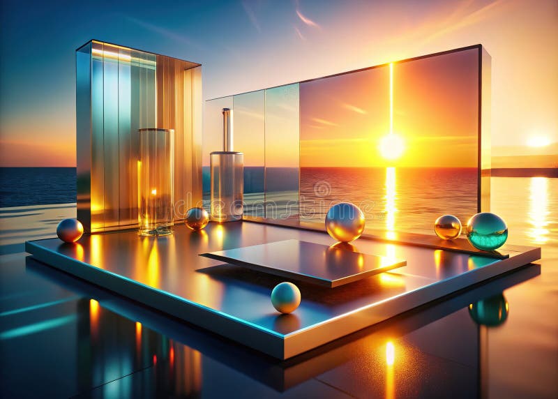 Stunning 3D Renderings Floating Objects on a Glass Surface with Soft ...
