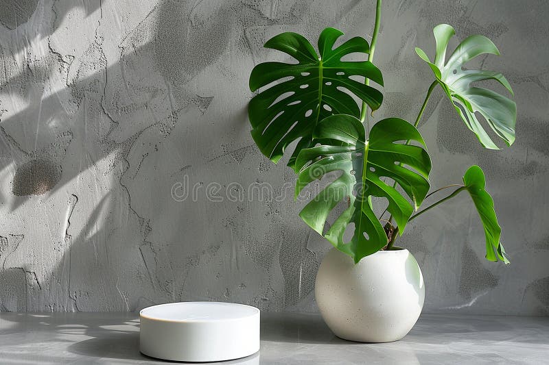 Beauty with Side Tree Platform 3d Render Beautiful White Podium Stock ...