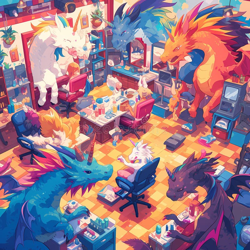 Dragon S Office - Mythical Creatures in a Modern Setting Stock ...