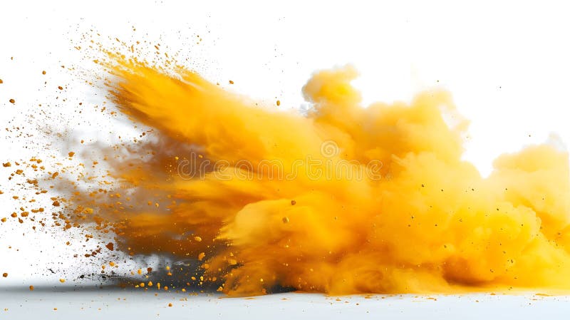 "Vibrant Yellow Dust Explosion on White Background - Dynamic Stock ...