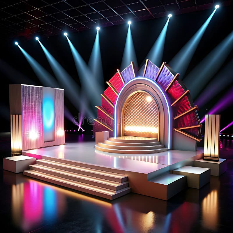 Creative and Unique Luxurious Event Stage Background Illustration Stock ...