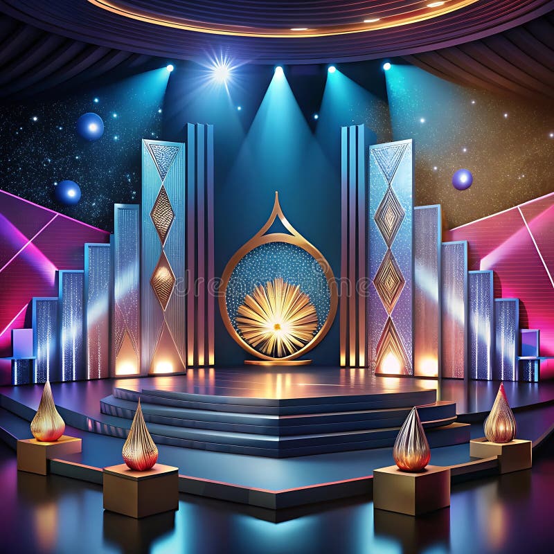 Creative and Unique Luxurious Event Stage Background Illustration Stock ...