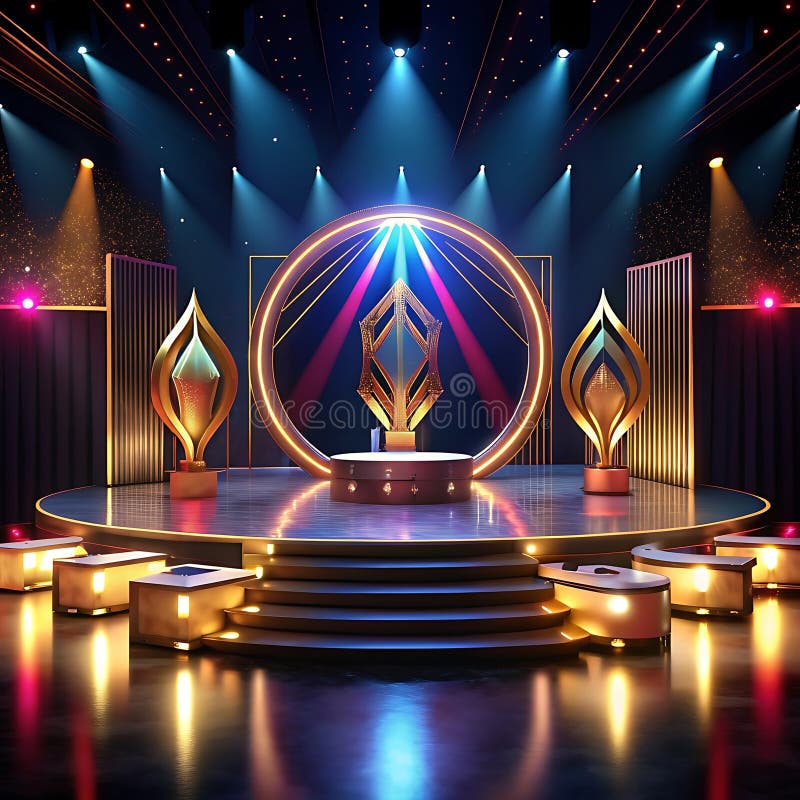 Creative and Unique Luxurious Event Stage Background Illustration Stock ...