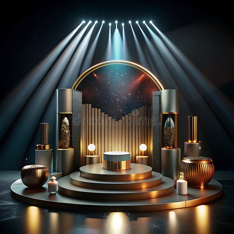Creative and Unique Luxurious Event Stage Background Illustration Stock ...