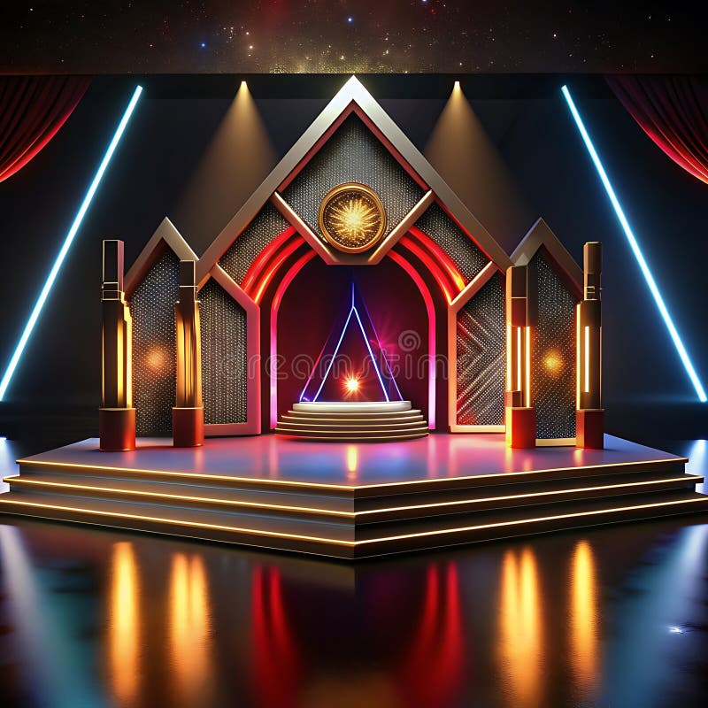 Creative and Unique Luxurious Event Stage Background Illustration Stock ...