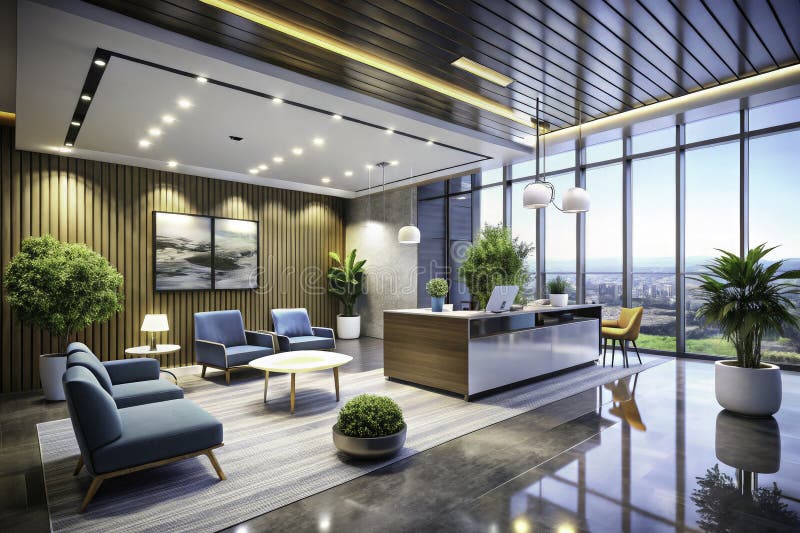 Stunning Modern Office Reception Design 3D Renderings Showcase a ...