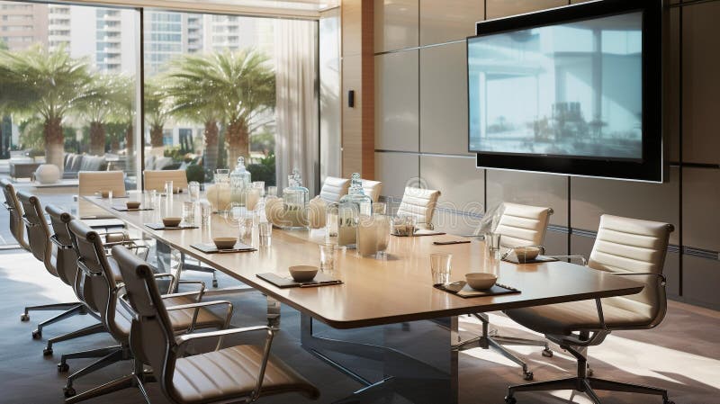 Luxurious Corporate Meeting Room: High-End Technology, Elegance, and ...