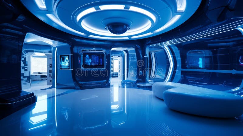 Award-winning Bionic Design with Royal Blue and Shiny White Walls in ...