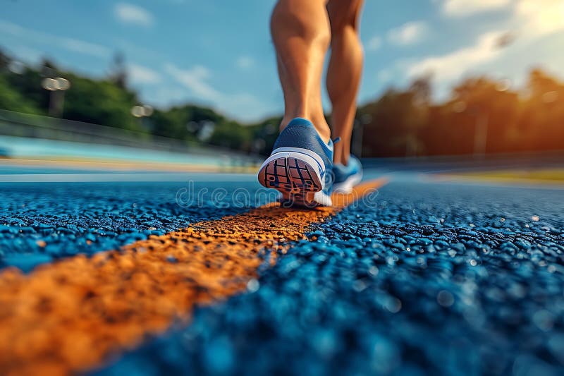 "Athlete Running on Racetrack at Stadium - Close-Up of Athlete S Legs ...