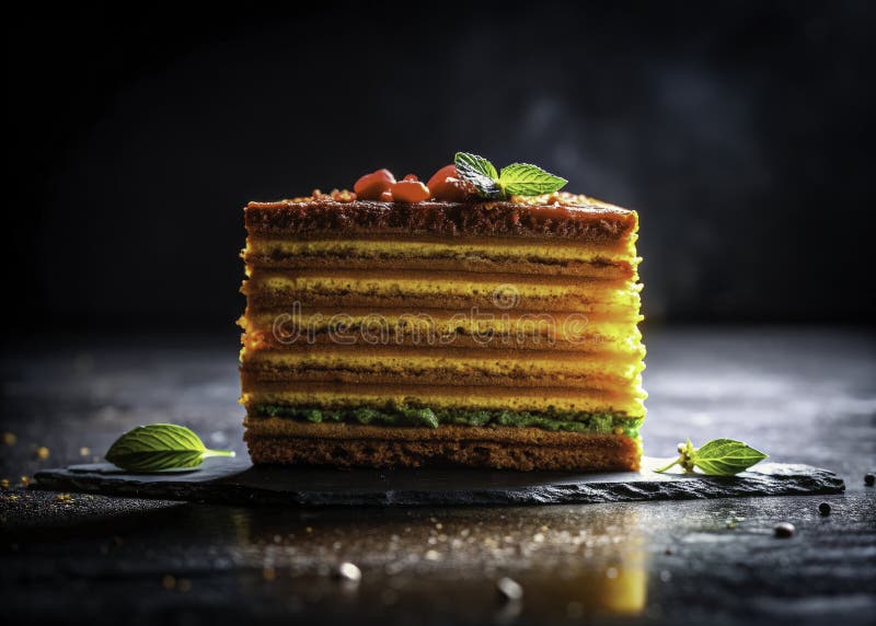 Dark Delectable Cake Layers a Culinary Silhouette in Low Light ...