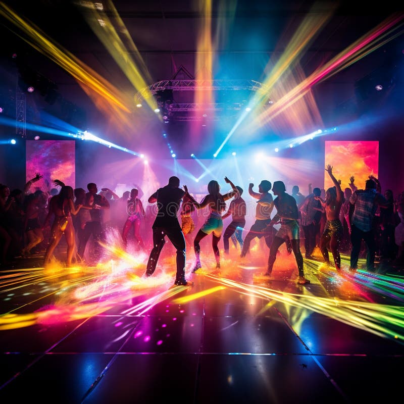 Vibrant Dance Floor Filled with Energetic Dancers Stock Illustration ...