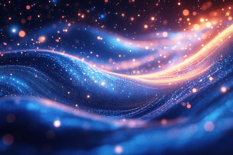 Experience Flowing Light, Abstract Sparkle Waves with Light Emission ...