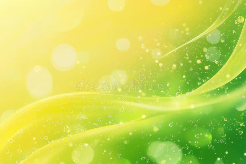 Experience Freshness, Green and Yellow with Bubbles, Bokeh Background and Abstract Theme Stock ...