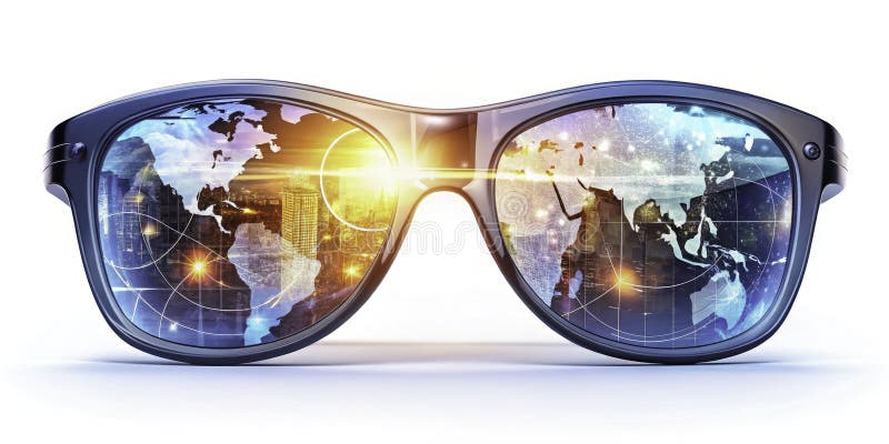 Immersive Augmented Reality Glasses Futuristic 2D Illustration with ...