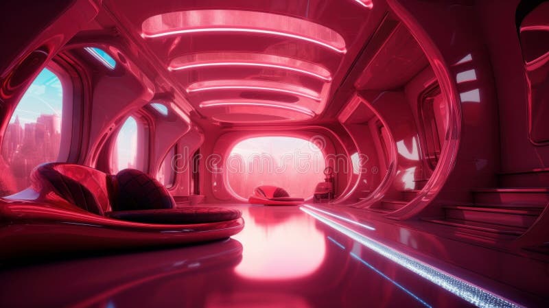 Vibrant and Chic: Futuristic Luxury Interior Desig Stock Illustration ...