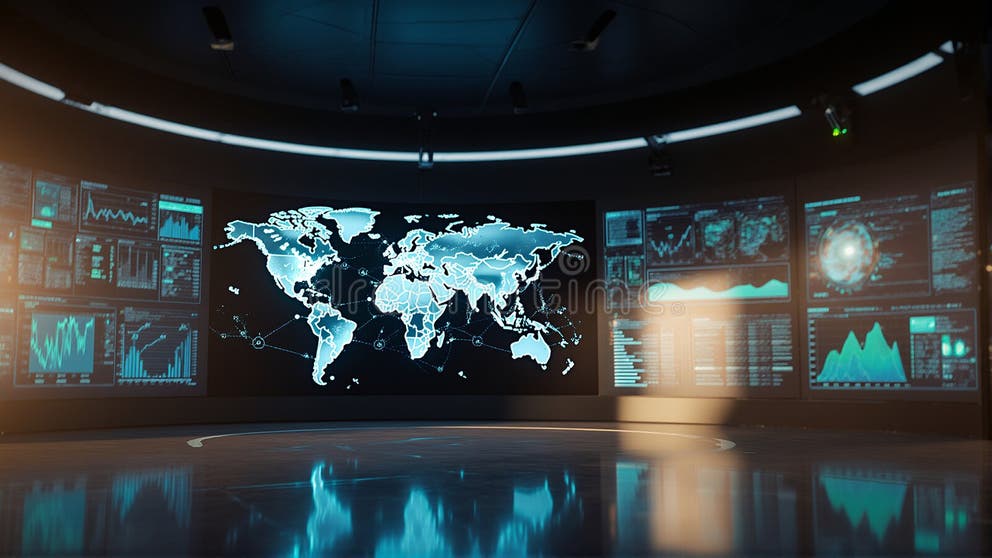 Advanced Digital Command Center Stock Illustration - Illustration of ...