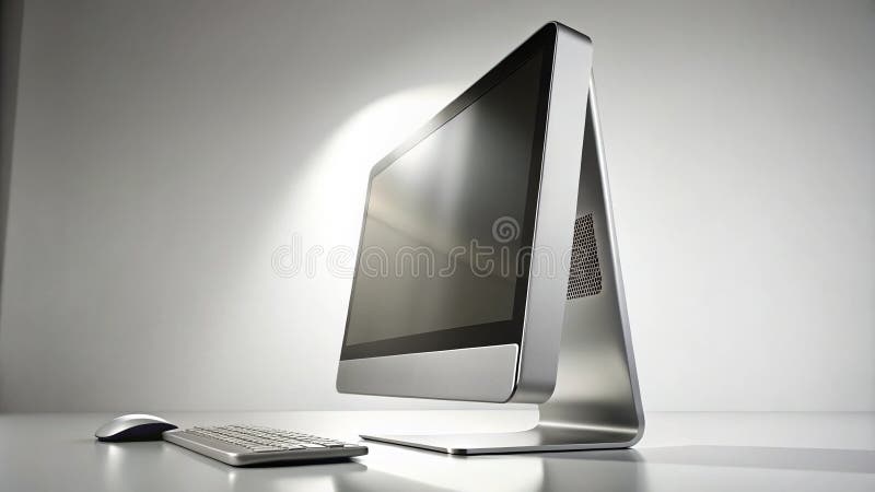 Sleek Silver Desktop Computer with Ergonomic Design Adjustable Viewing ...