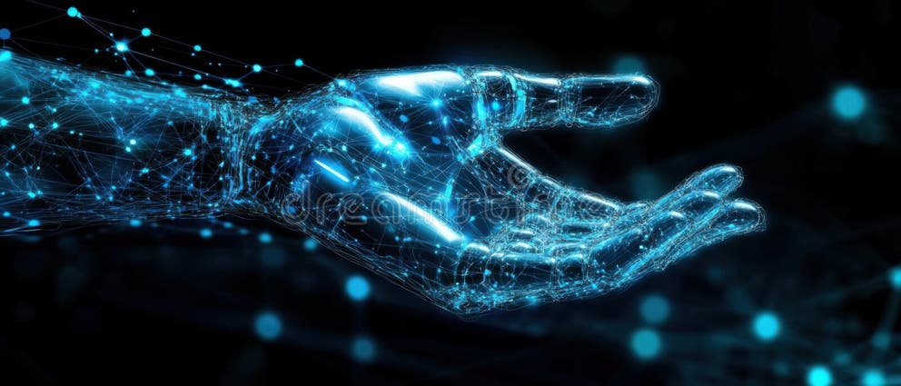 Experience Future, Digital Hand Connects with Nodes, Tech Connection and Innovation Stock ...