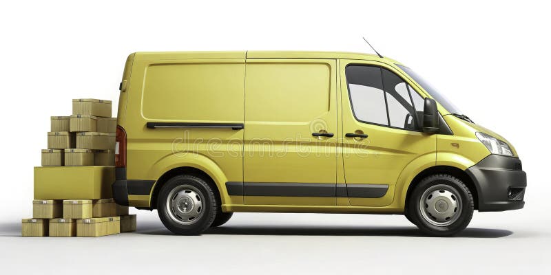 Surreal Yellow Cargo Van Innovative Delivery Concept Featuring Front ...
