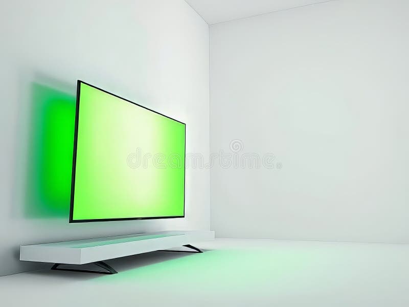Sleek Modern FlatScreen TV in a Minimalist White Room a Vibrant ...