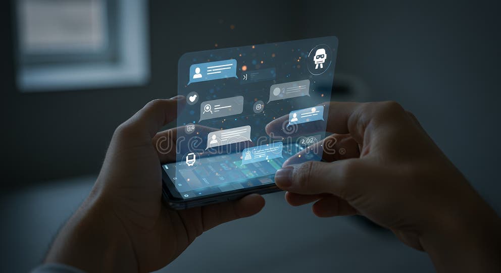 Futuristic Mobile Chat: AI-Powered Messaging & Communication on ...
