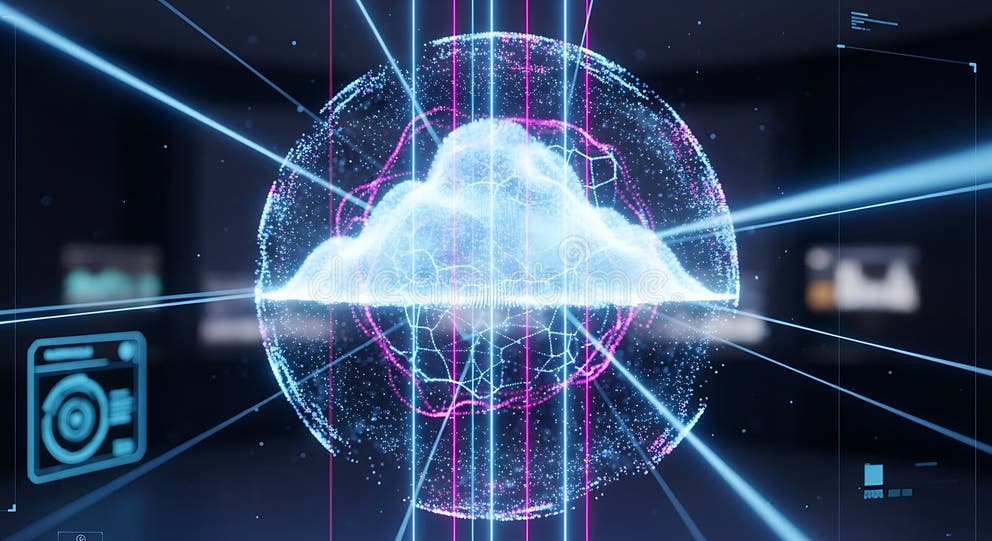 Futuristic Cloud Computing Network Data Streams Technology Abstract ...