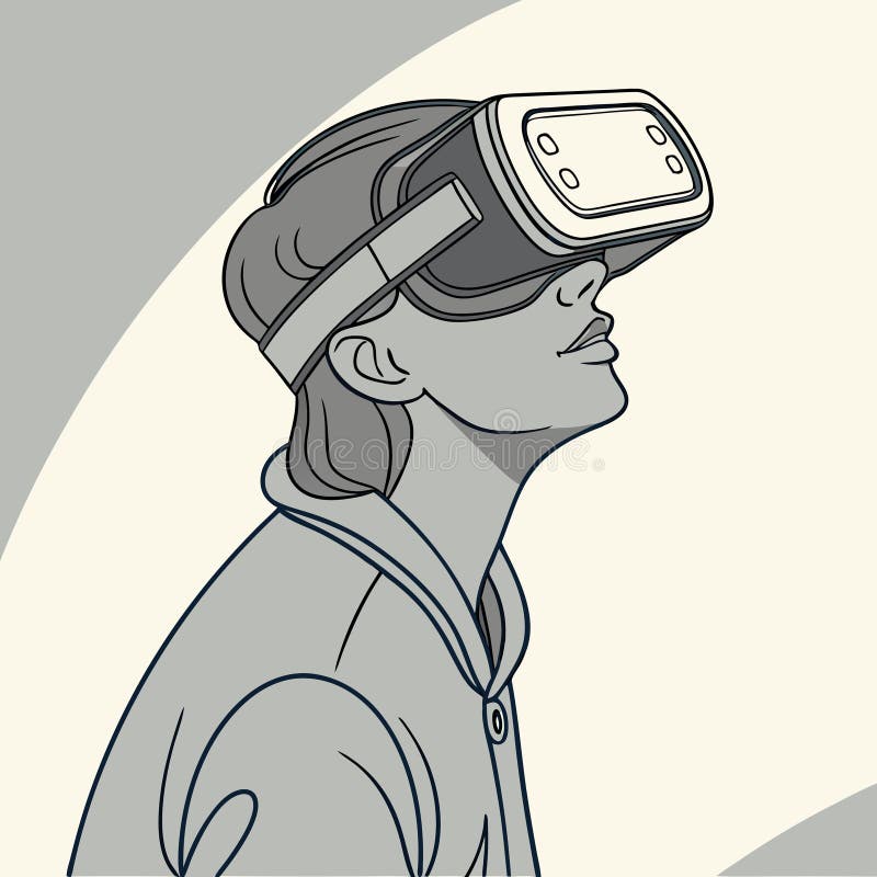 Experience the Future: Virtual Reality Headset in Action Stock Illustration - Illustration of ...