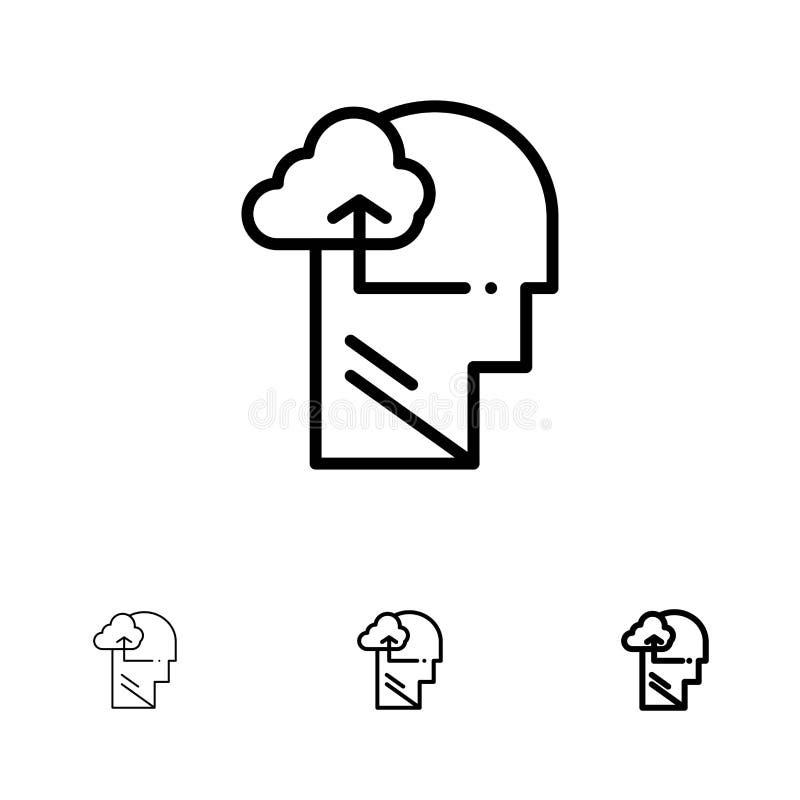 Experience, Gain, Mind, Head Bold and Thin Black Line Icon Set Stock ...