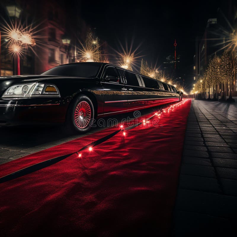 Luxurious Black Stretch Limousine at a Red Carpet Event Stock Image ...