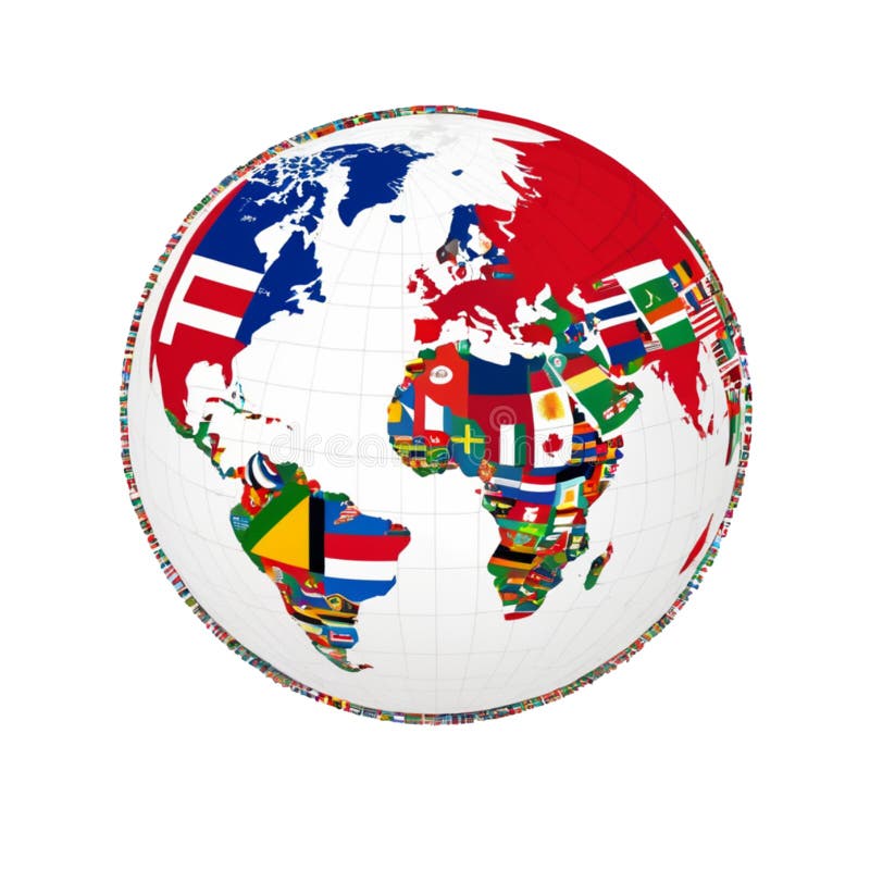 Global Flags World Map Visual Representation International Unity Stock ...