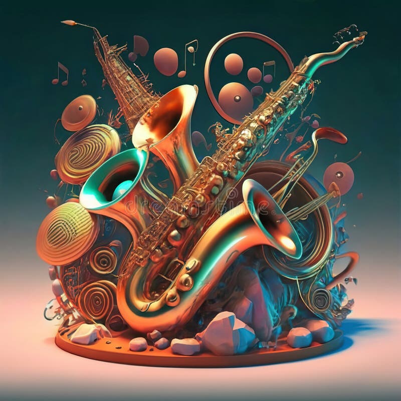 Digital Art Harmonizing Music and Sound Stock Illustration ...