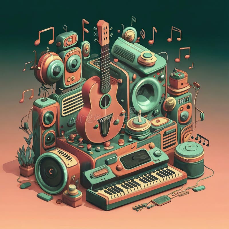 Digital Art Harmonizing Music and Sound Stock Illustration ...