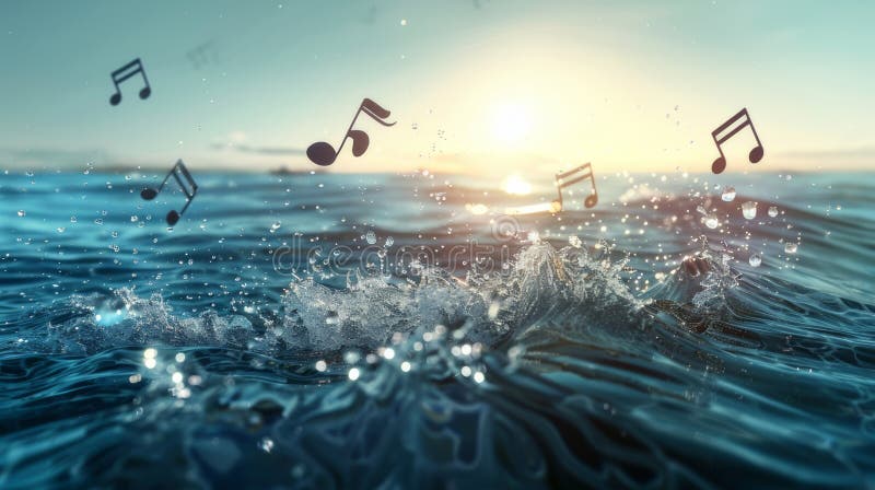 Melodic Waves: Musical Notes Dancing Across the Ocean S Horizon Stock ...