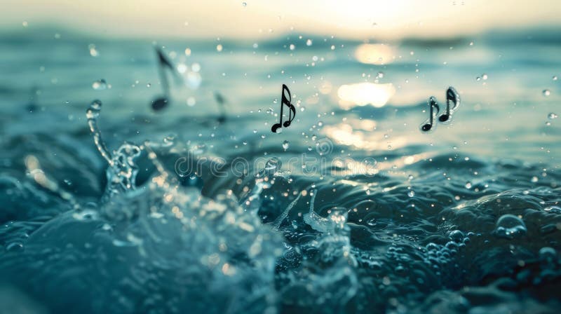 Melodic Waves: Music Notes Dancing Across the Ocean S Serene Surface ...
