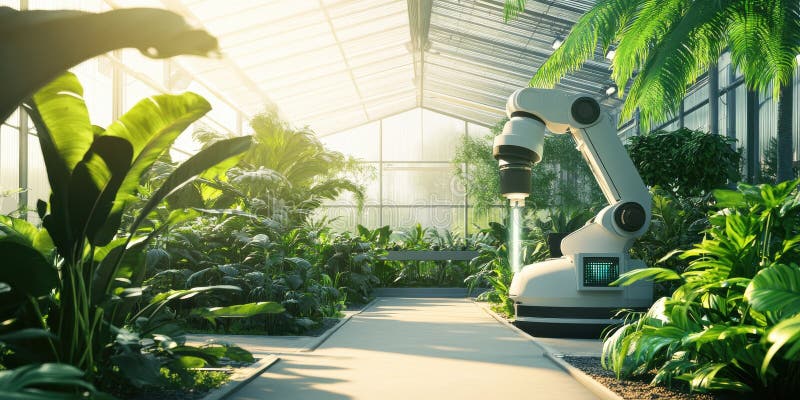 Modern Tech-integrated Greenhouse Filled with Lush, Vibrant Greenery ...