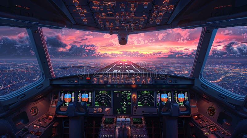 Exciting Cockpit View during Takeoff. Stock Illustration - Illustration ...