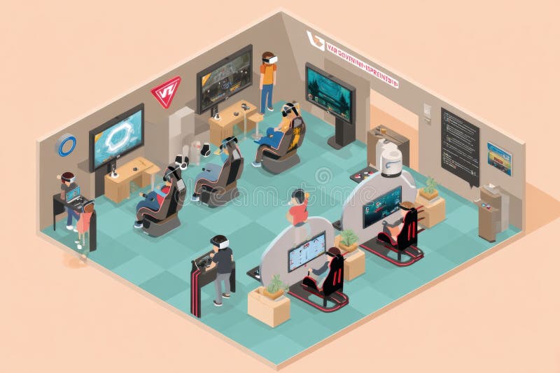 Experience Immersive VR Gaming at a Modern Center Featuring Headsets ...