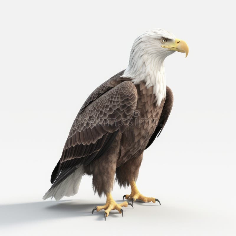 Realistic Eagle in Pixar Style on White Background in 8k Uhd Stock ...