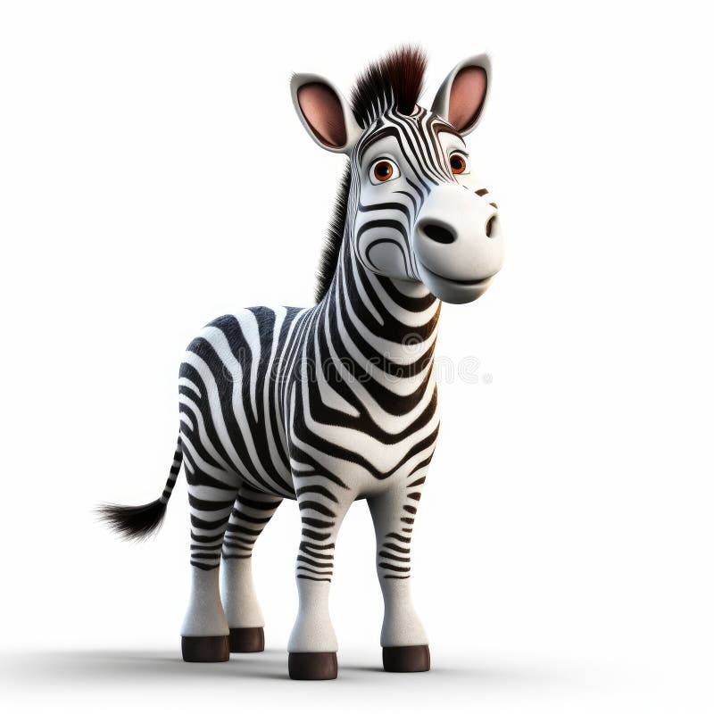 Realistic Zebra in Pixar Style on White Background in 8k Uhd Stock ...