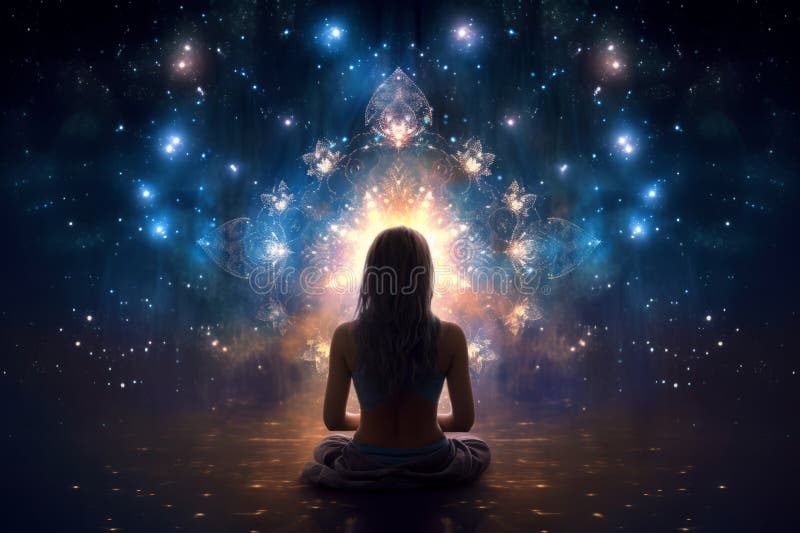 Serene Meditation Under a Celestial Canopy, in Fractal Embrace ...