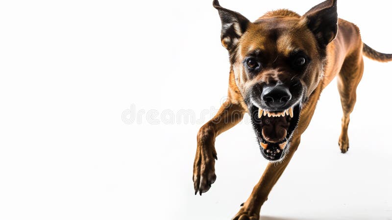 Ferocious Vigilance: Snarling Beast on White Stock Photo - Image of ...