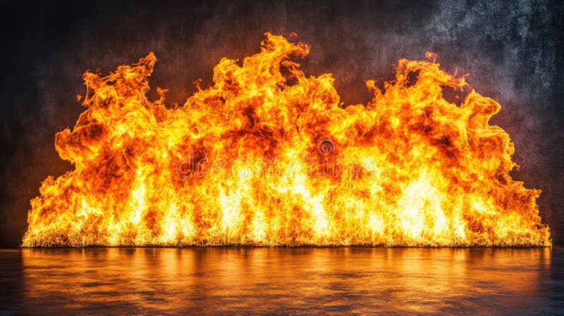 Experience the Intensity of Flames on Dark Surface and Fiery Concept ...