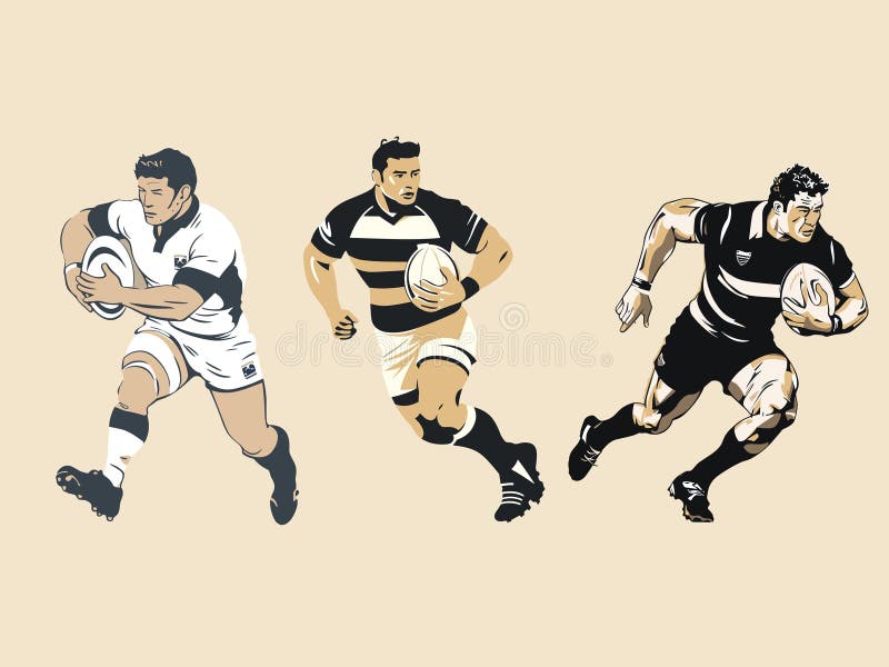 Illustration of Powerful Rugby Player Charging Forward Stock Vector ...